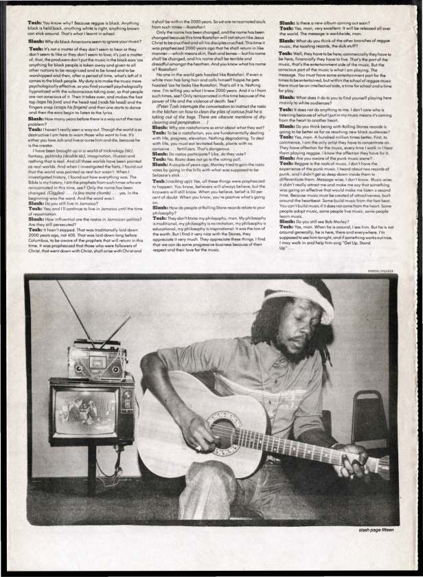Peter Tosh Interview | Slash Magazine | 1978 – LEGENDARY REGGAE
