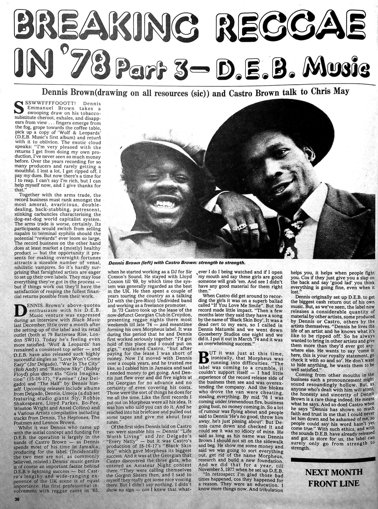 Dennis Brown | The Story of D.E.B. Music | Black Music | 1978 ...