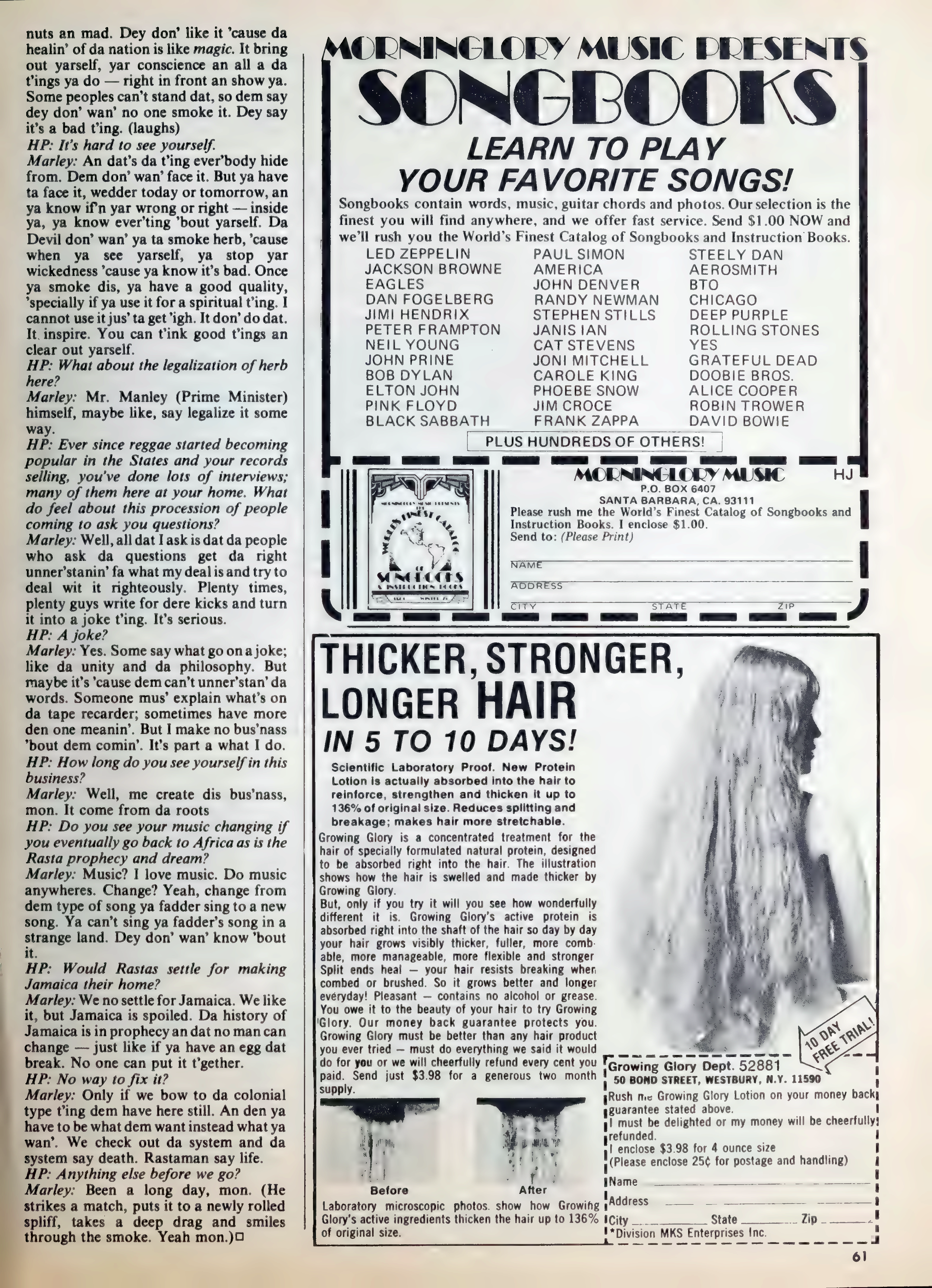 Bob Marley Interview | Hit Parader Magazine | 1976 – LEGENDARY REGGAE